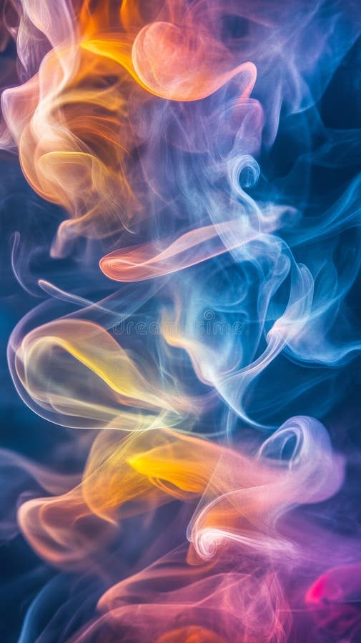 Colorful Abstract Smoke on Dark Background, Ethereal Flow. Creative ...