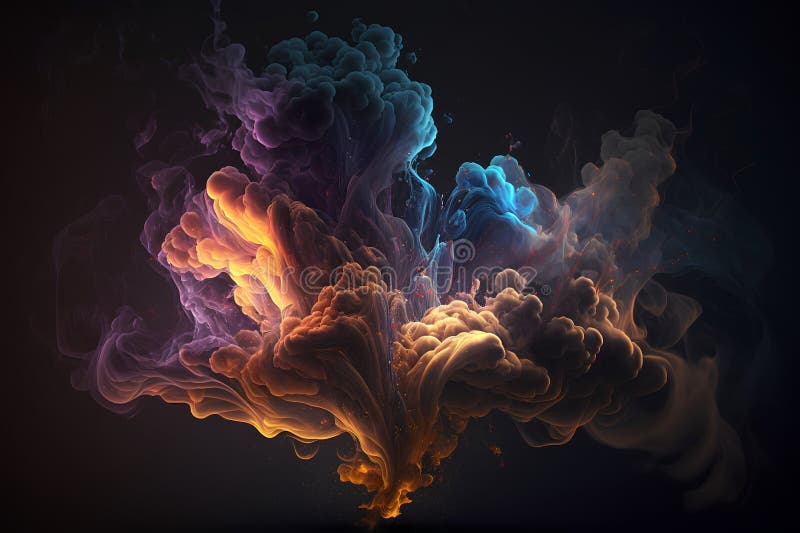 Colorful Abstract Smoke Isolated on Black Background. 3d Render ...