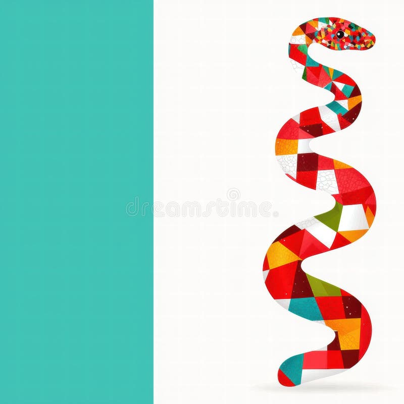 Colorful Abstract Snake Design with Geometric Patterns and Space Stock ...