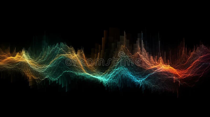Colorful Abstract Sound Wave Particle on Black Background. Generative ...