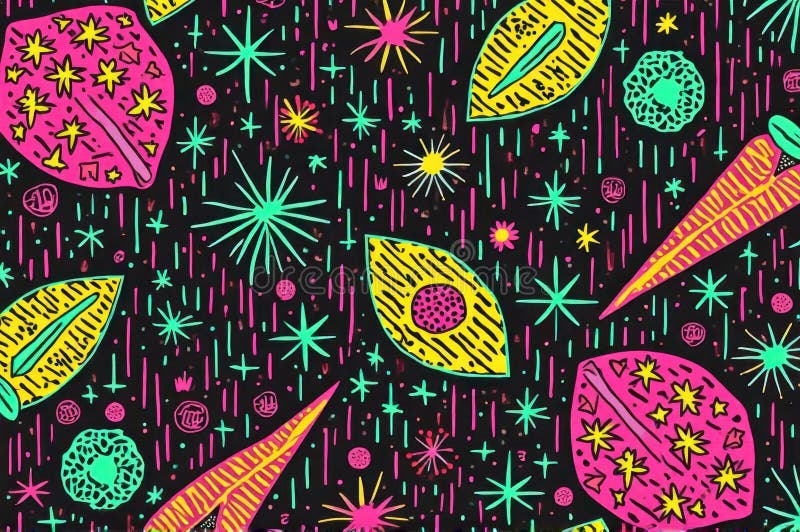 Colorful Abstract Space Pattern with Stars and Geometric Shapes on ...