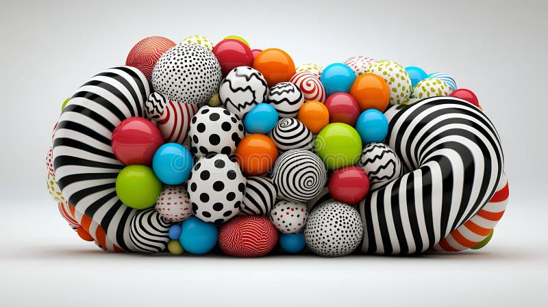 Colorful Abstract Sphere Composition with Varied Patterns and Textures ...