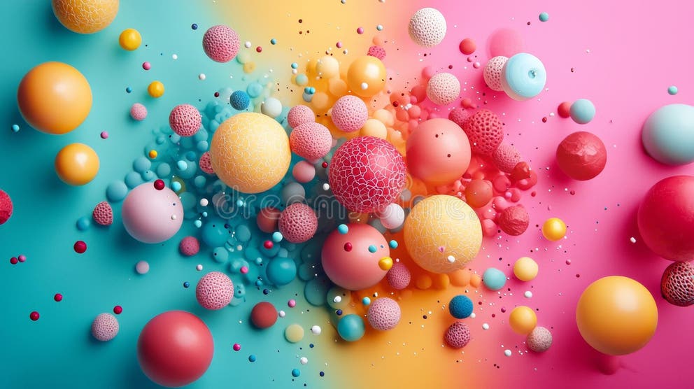 Colorful Abstract Spheres Floating on Gradient Background Stock Photo ...
