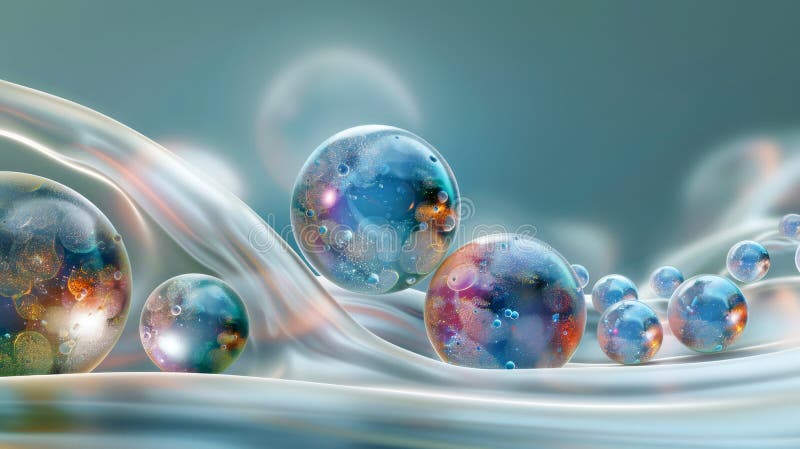 Colorful Abstract Spheres Floating in a Surreal Digital Landscape with ...