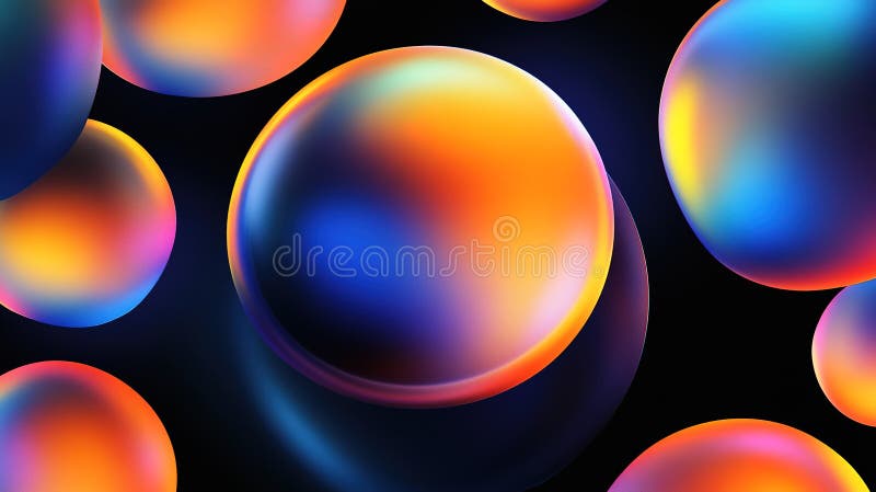 Colorful Abstract Spheres Illuminated in Vibrant Hues Against a Dark ...