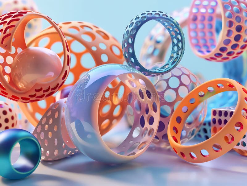Colorful Abstract Spheres and Rings Stock Photo - Image of design ...