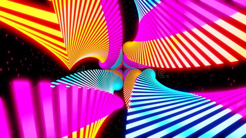 Colorful Abstract Spiral Tunnel in Space. Neon Illuminated Tunnel Stock ...