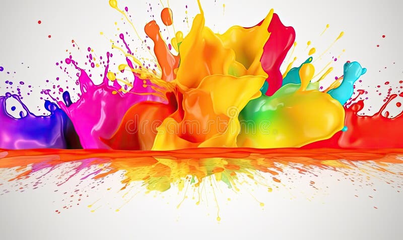 Colorful Abstract Splash on White Background Creating Using Generative ...
