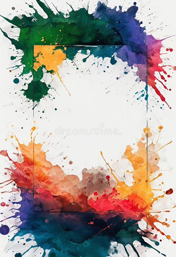 Colorful Abstract Splatter Art with a Blank Frame Stock Illustration ...