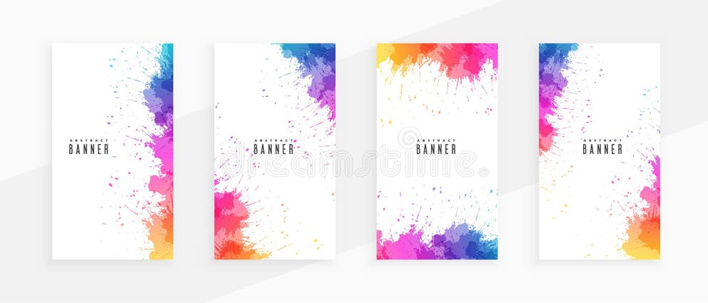 Colorful Abstract Splatterns Banners Set of Four Stock Vector ...