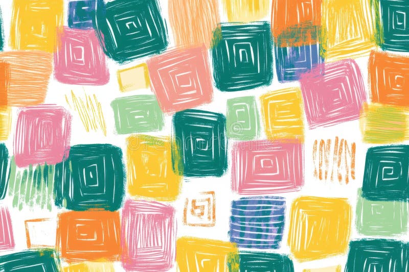 Colorful Abstract Squares Pattern with Hand-Drawn Texture Stock Image ...