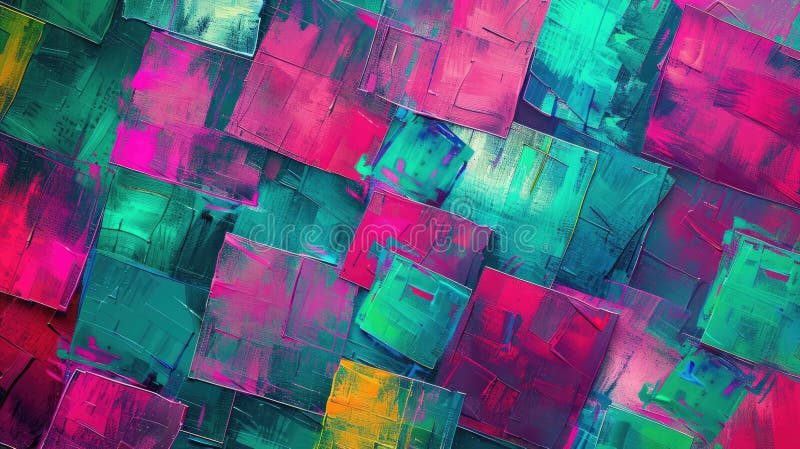 Colorful Abstract Squares with Pixelated Texture, Playful and Energetic ...