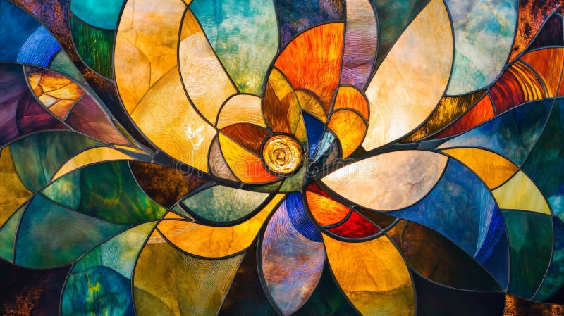 Colorful Abstract Stained Glass Floral Design Stock Illustration ...