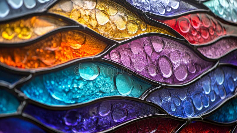 Colorful Abstract Stained Glass Wave Pattern Stock Illustration ...