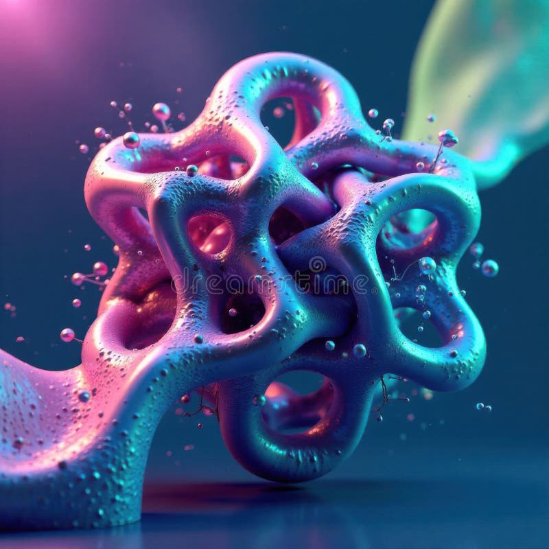 Colorful Abstract Structure with Bubbles and Dynamic Flow in a Surreal ...