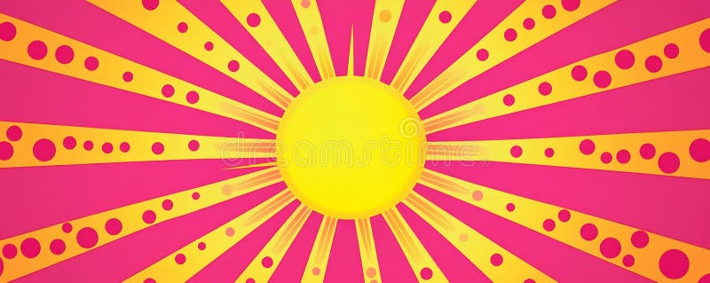 Colorful Abstract Sun with Yellow Rays and Circular Patterns Stock ...