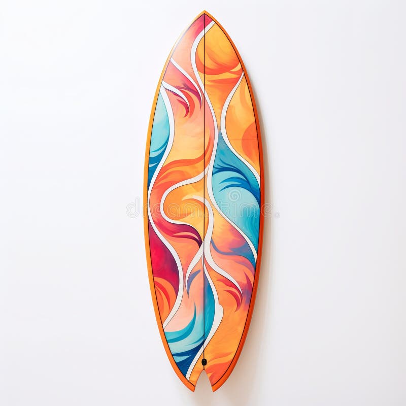 Colorful Abstract Surfboard on White Background Stock Illustration ...