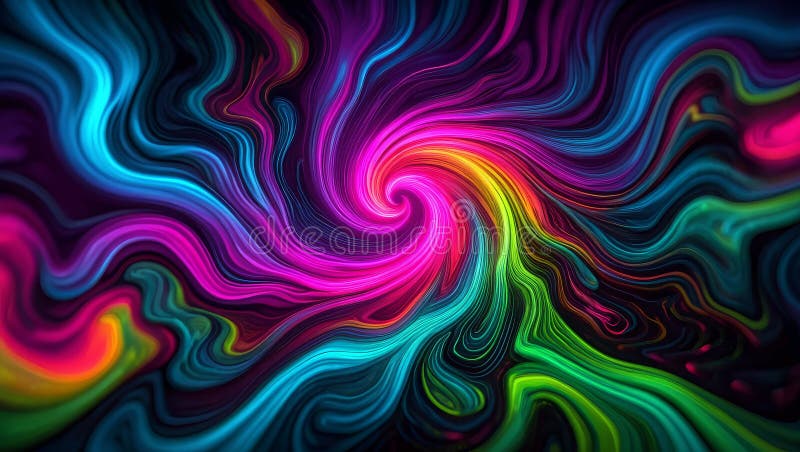 Colorful Abstract Swirl in Neon Hues Stock Photo - Image of movement ...