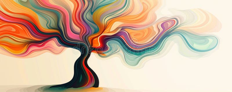 Colorful Abstract Swirling Tree Artwork Stock Image - Image of texture ...