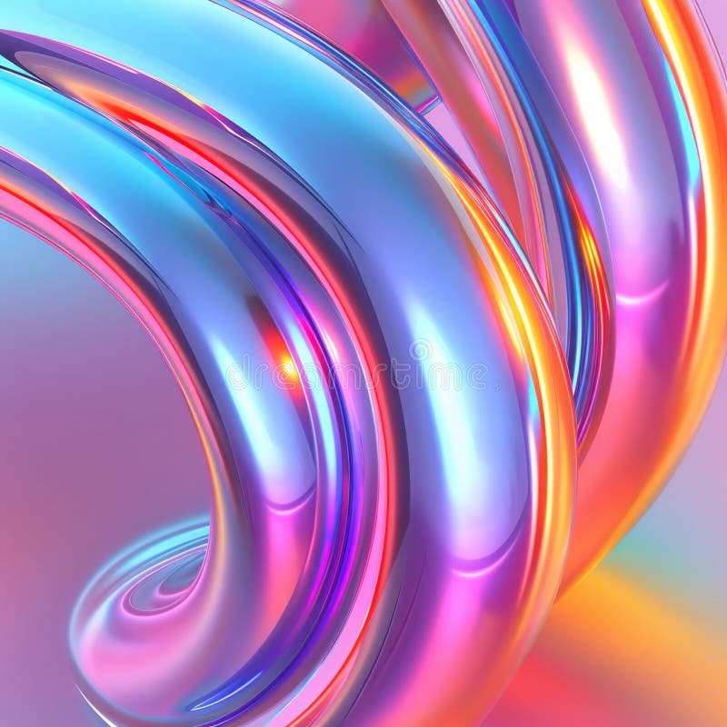 Colorful Abstract Swirls Reflect Light in a Dynamic Display of Shapes ...