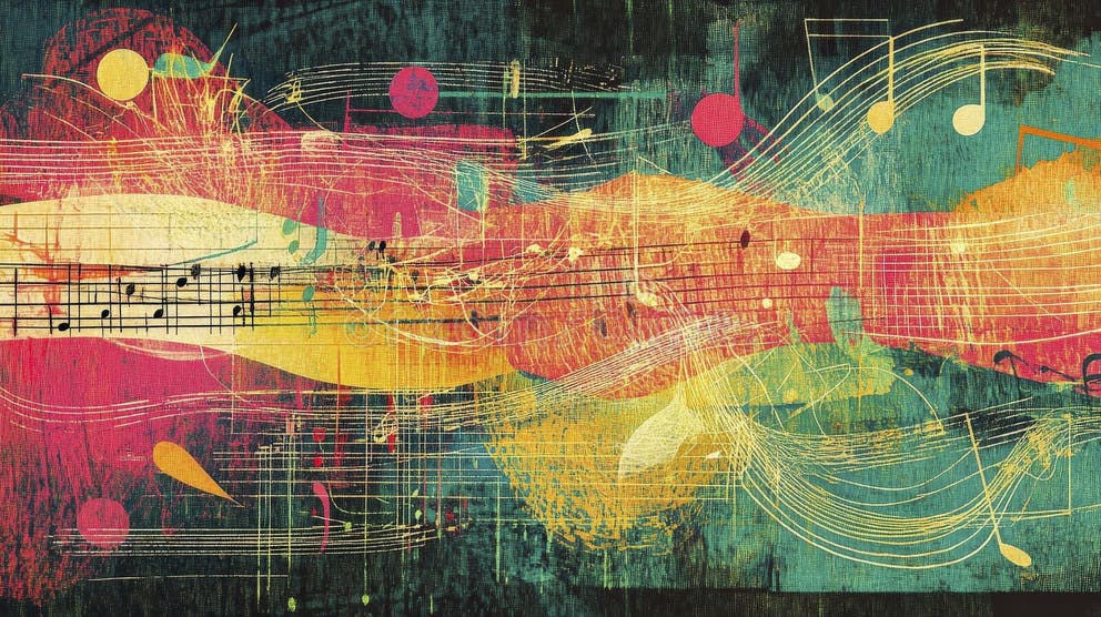 Colorful Abstract Symphony of Music Notes and Patterns Stock ...