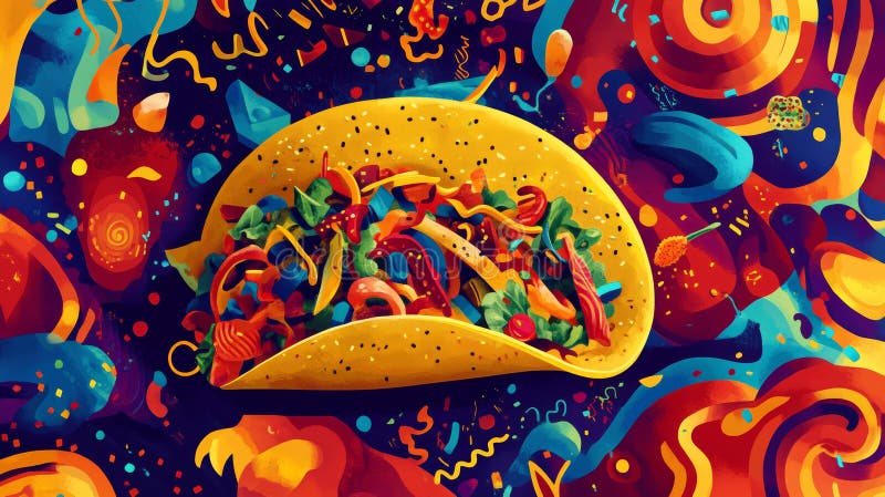 Colorful Abstract Taco Design with Vibrant Background Elements Stock ...
