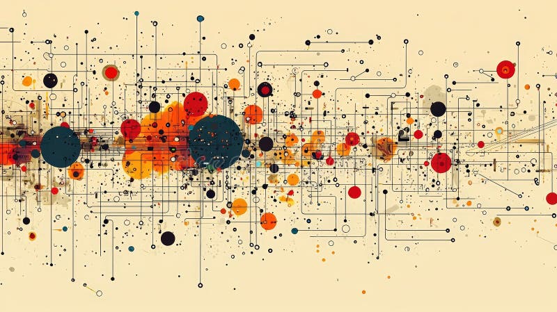 Colorful Abstract Technology Design with Geometric Shapes and Lines on ...