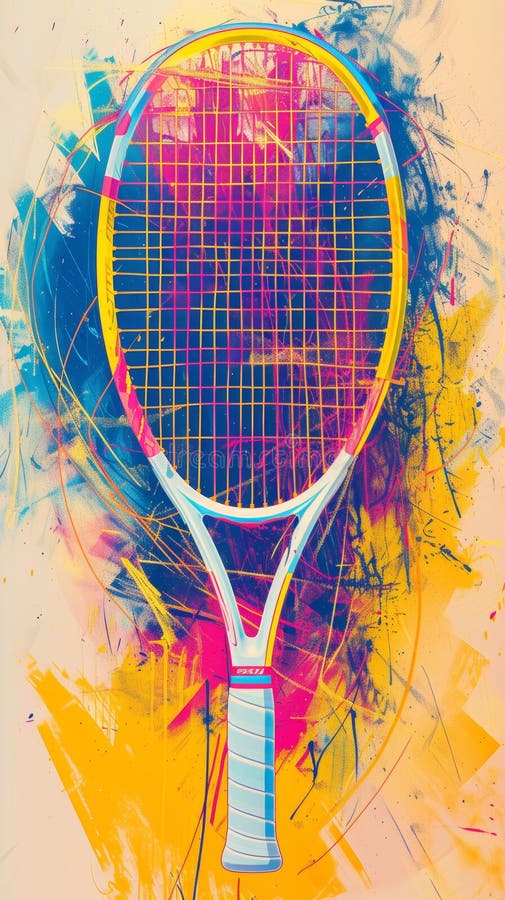 Colorful Abstract Tennis Racket Artwork Stock Image - Image of urban ...