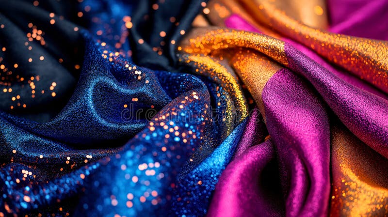 Colorful Abstract Textile Background with Glitter on Draped Fabric ...