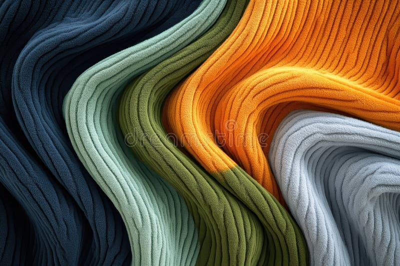Colorful Abstract Textile Waves Displaying Layered Textile Patterns ...