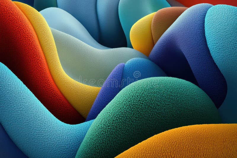Colorful Abstract Textile Waves: Modern 3D Render of Vibrant Textured ...