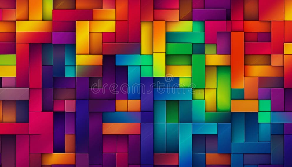 Colorful Abstract Tile Pattern Geometric Brick Background. Stock Image ...