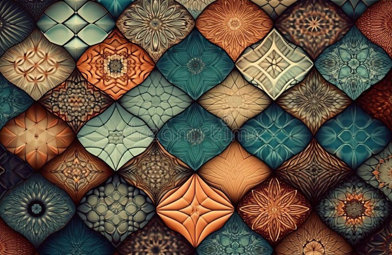 Colorful Abstract Tile Texture Background. Moroccan Ancient Textile ...