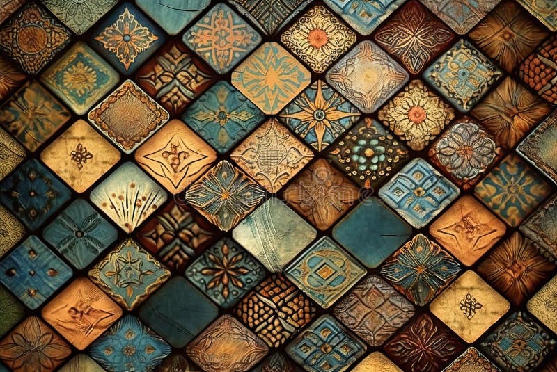 Colorful Abstract Tile Texture Background. Moroccan Ancient Textile ...