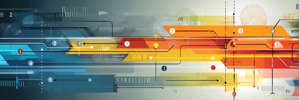 Colorful Abstract Timeline Infographic Displaying Arrows and Markers on ...