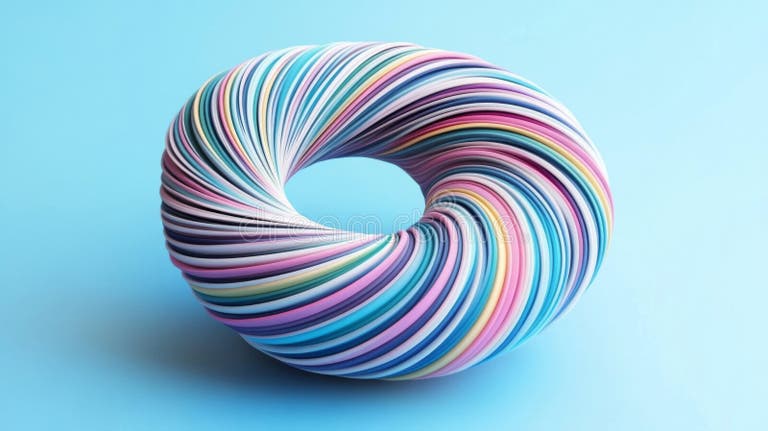 Colorful Abstract Toroid Shape on Blue Background Stock Illustration ...