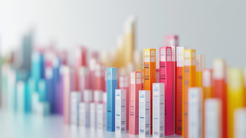 Colorful Abstract Tower Structures in Soft Focus on White Background ...