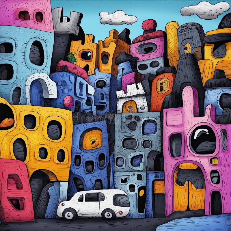 Colorful Abstract Town Illustration Stock Illustration - Illustration ...
