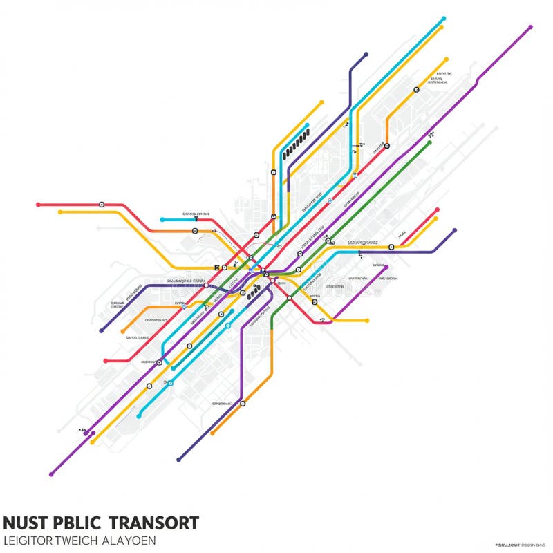 Colorful, Abstract Transit Map with Intersecting Lines of Various ...