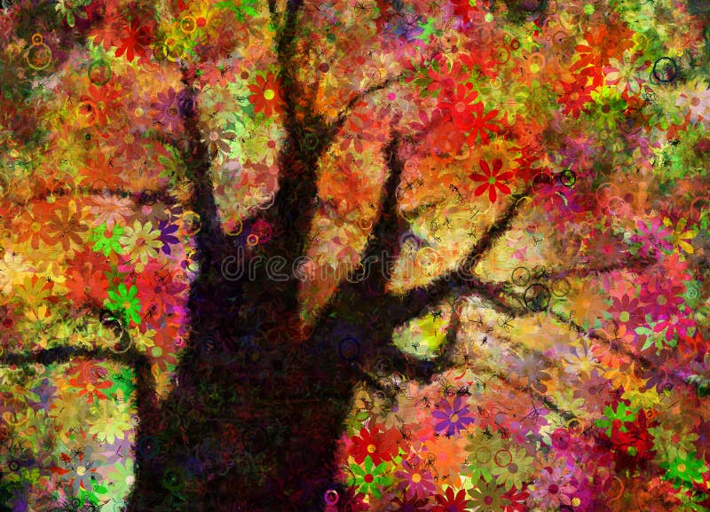 Colorful Abstract Tree stock illustration. Illustration of flower ...