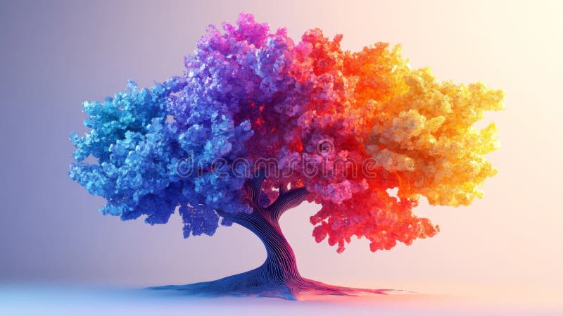 Colorful Abstract Tree with Gradient Leaves and Bright Lighting Stock ...