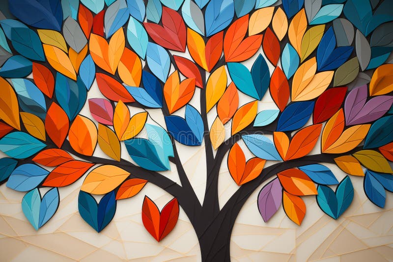 Colorful Abstract Tree Mural Stock Illustration - Illustration of ...