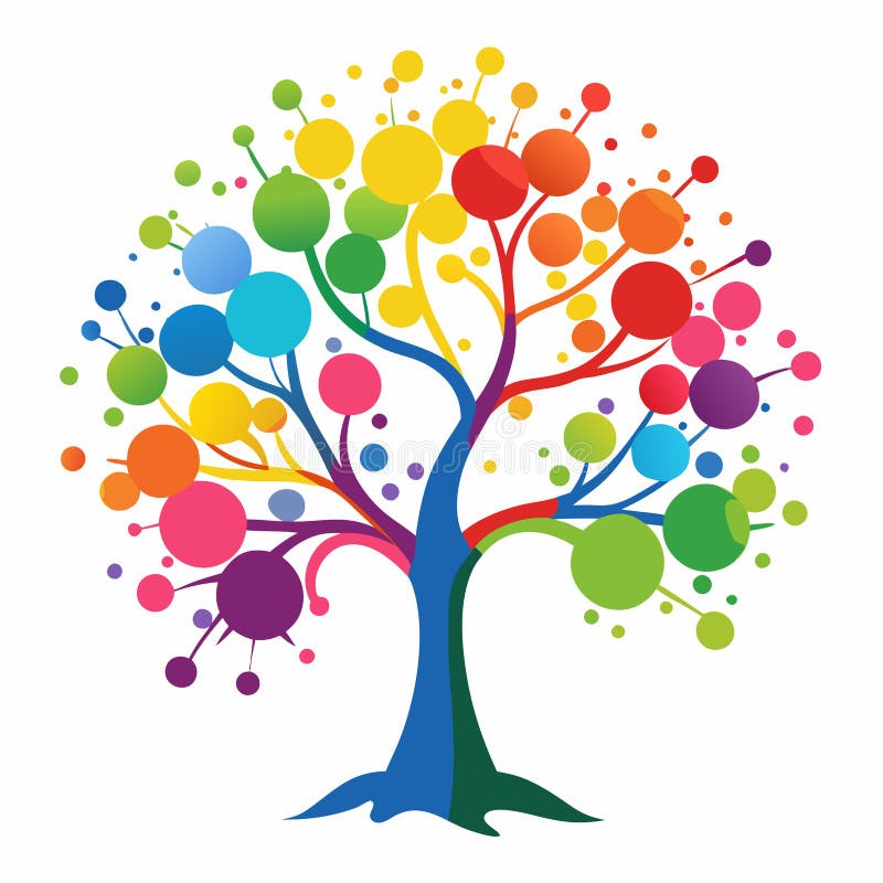 Colorful Abstract Tree with Vibrant Dots Representing Growth, Diversity ...