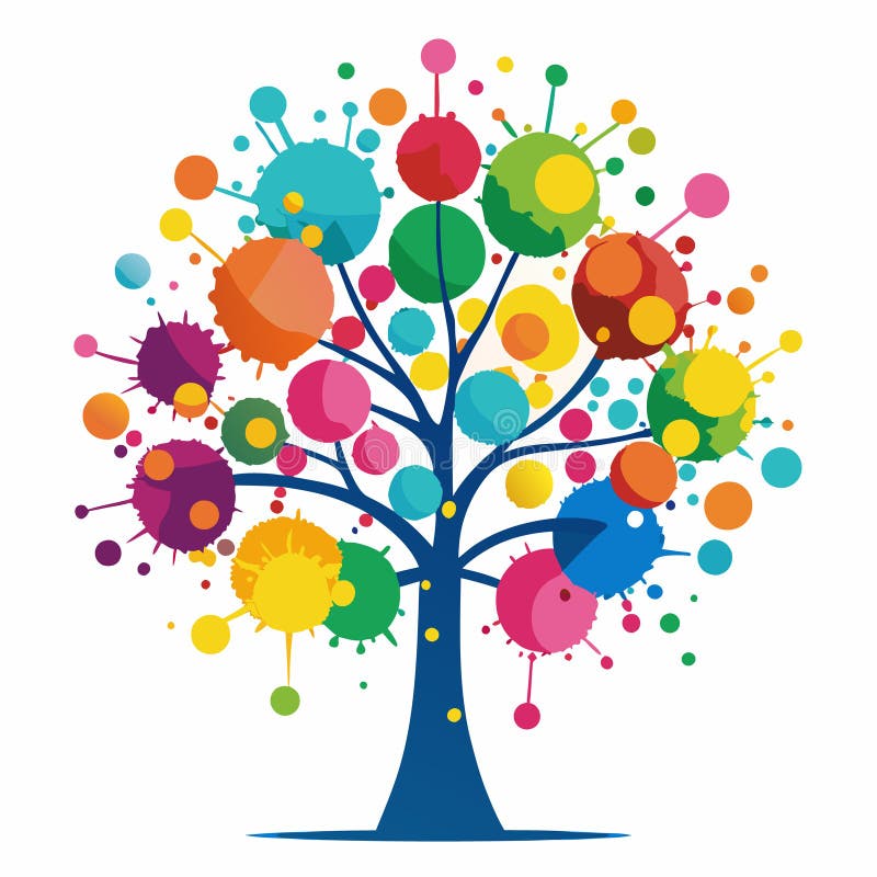 Colorful Abstract Tree with Vibrant Paint Splatter Leaves Stock Photo ...