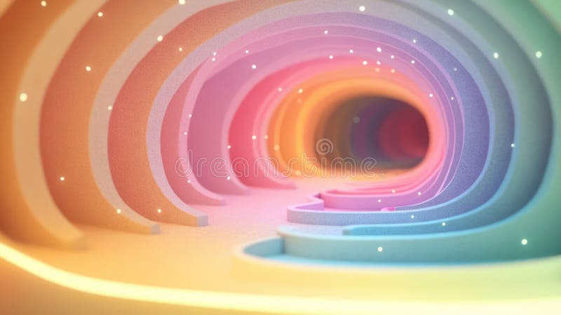 A Colorful, Abstract Tunnel with Soft Curves and Glowing Lights Stock ...