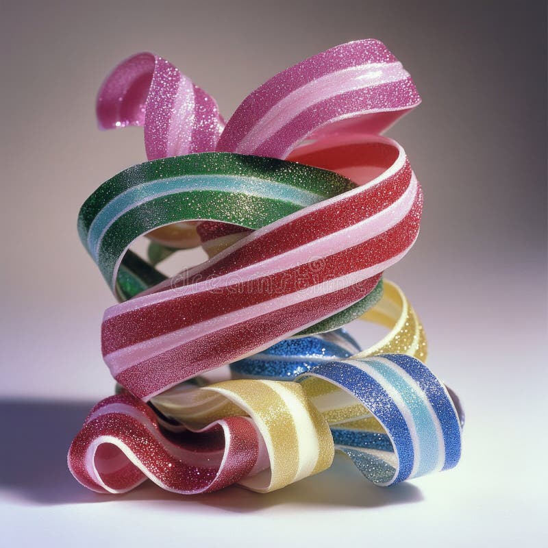 Colorful Abstract Twisted Candy Ribbons Against Gradient Background ...