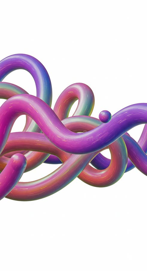 Colorful Abstract Twisted Tubes in Fluid Motion Against White ...