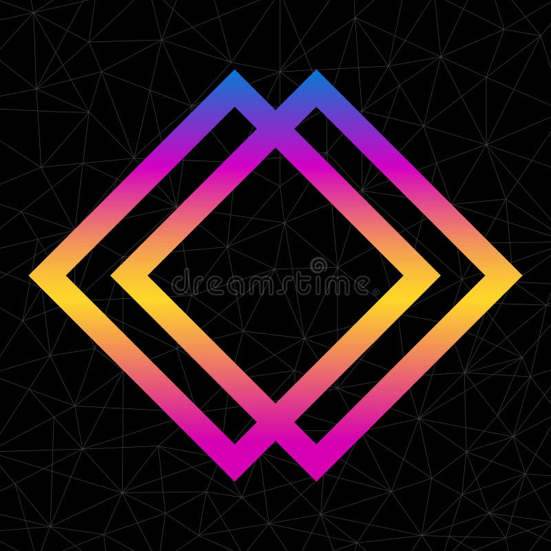 Colorful Abstract Two Rhombus Logo Isolated on Black Background Stock ...