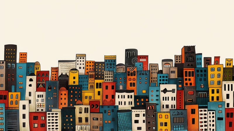 Colorful Abstract Urban Skyline Illustration Stock Photo - Image of ...