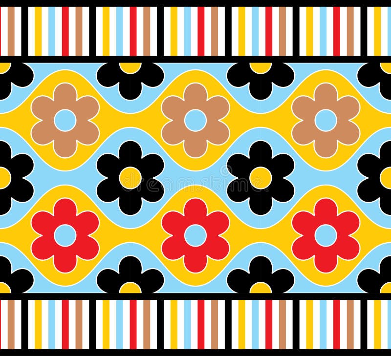 Colorful Abstract Vector Floral Kalamkari Outline Border Design Stock ...